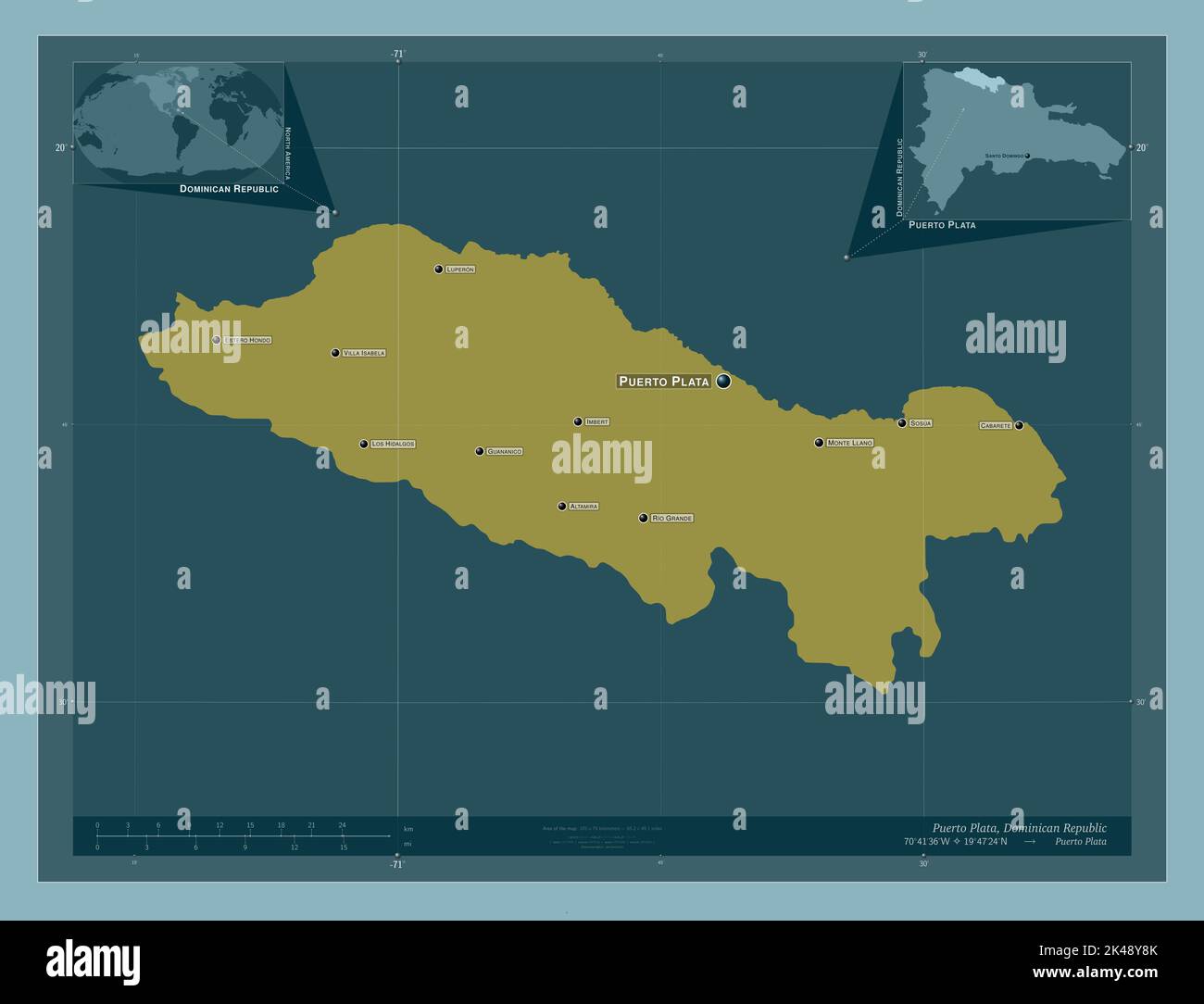 Puerto Plata, province of Dominican Republic. Solid color shape ...