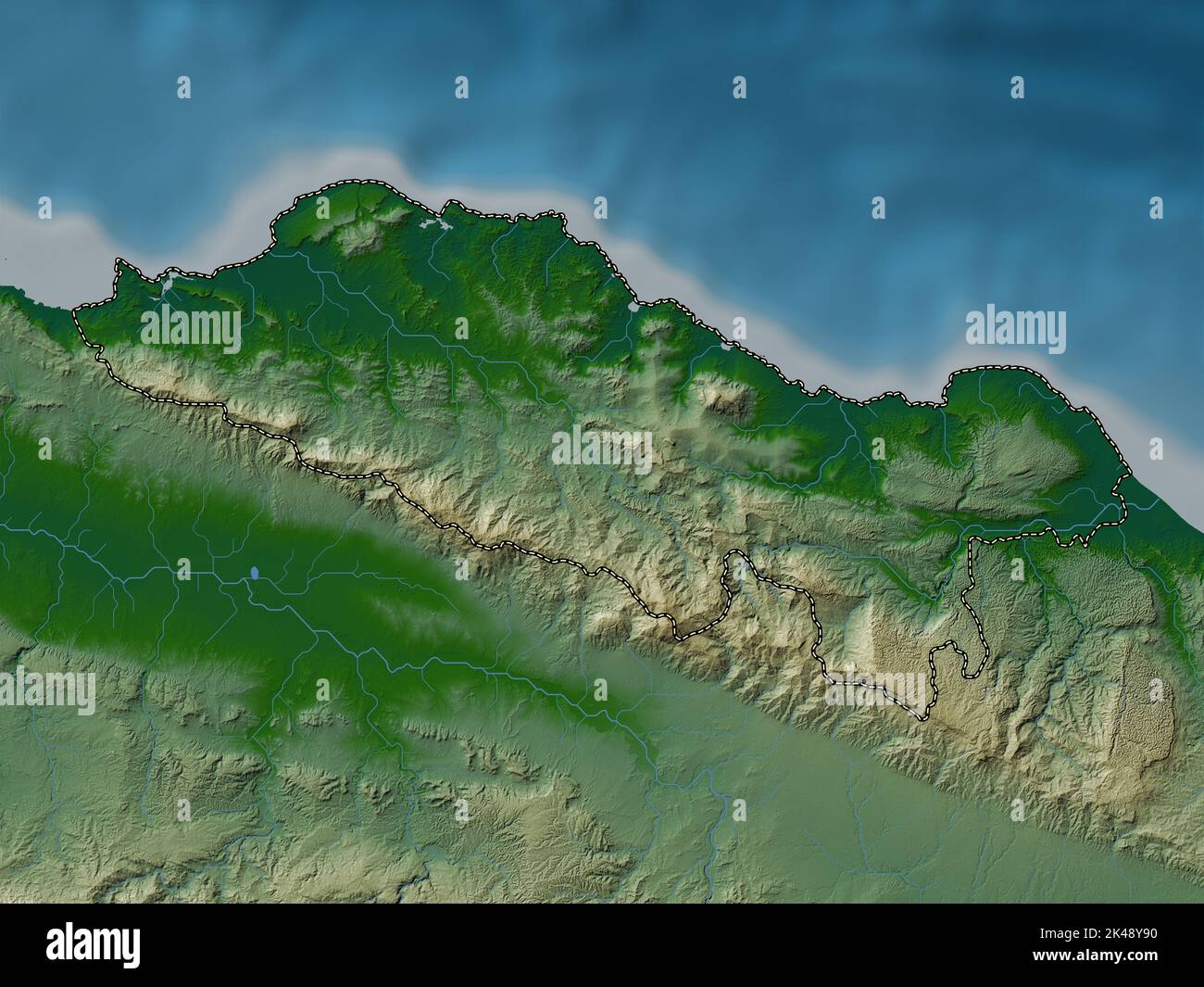Puerto Plata, province of Dominican Republic. Colored elevation map ...