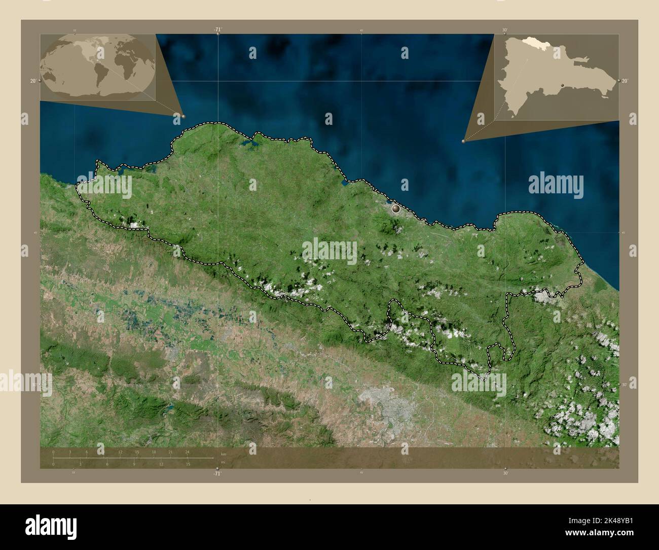 Puerto Plata, province of Dominican Republic. High resolution satellite ...