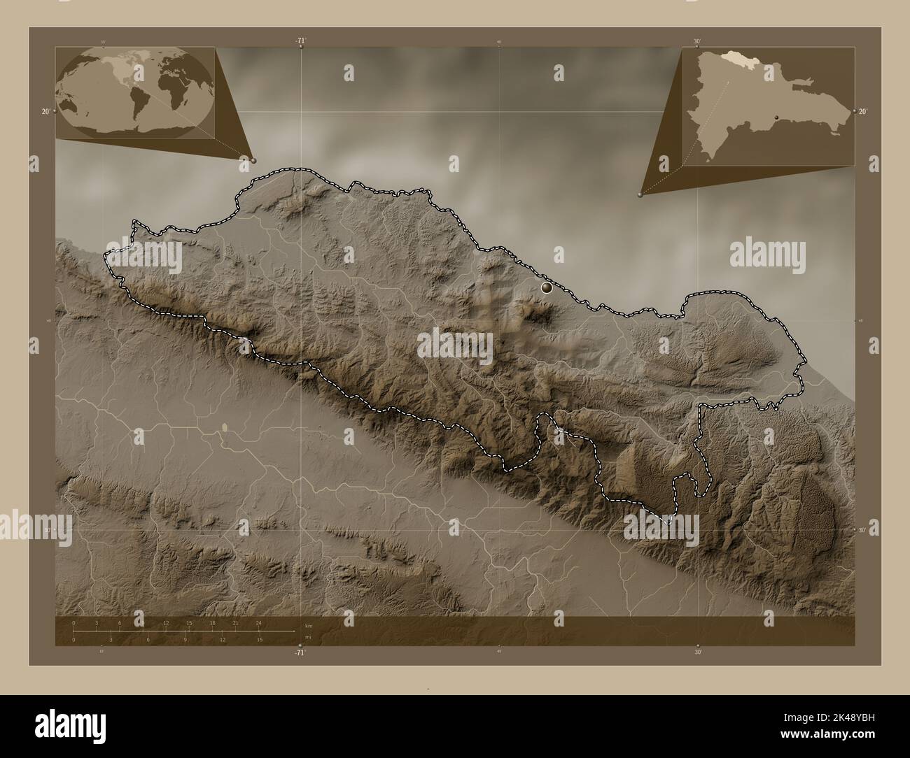 Puerto Plata, province of Dominican Republic. Elevation map colored in ...