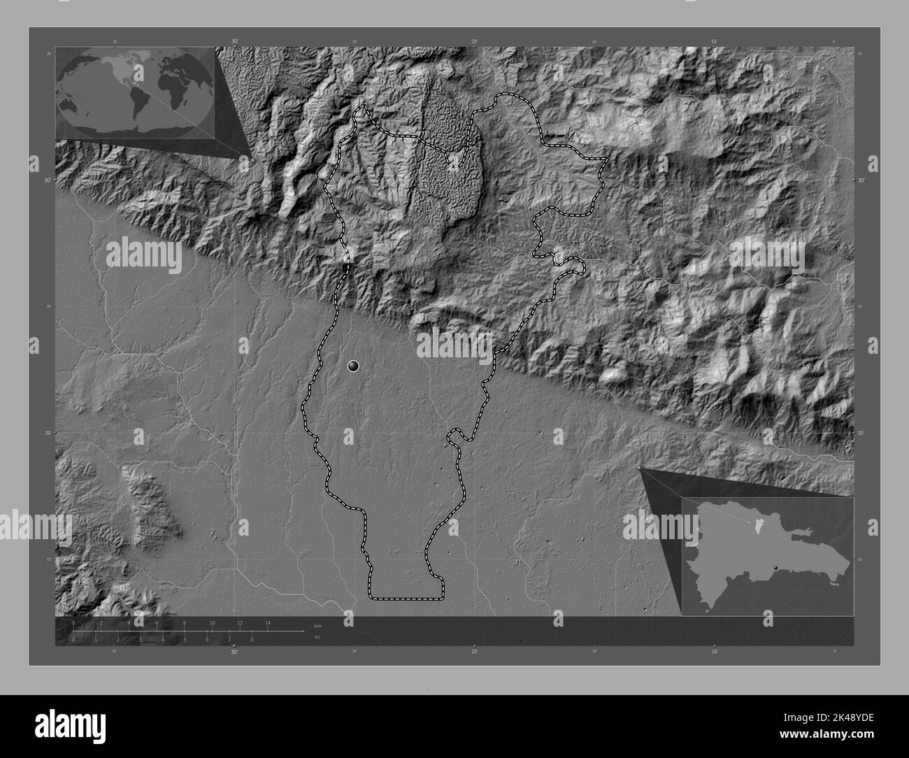 Salcedo, province of Dominican Republic. Bilevel elevation map with ...