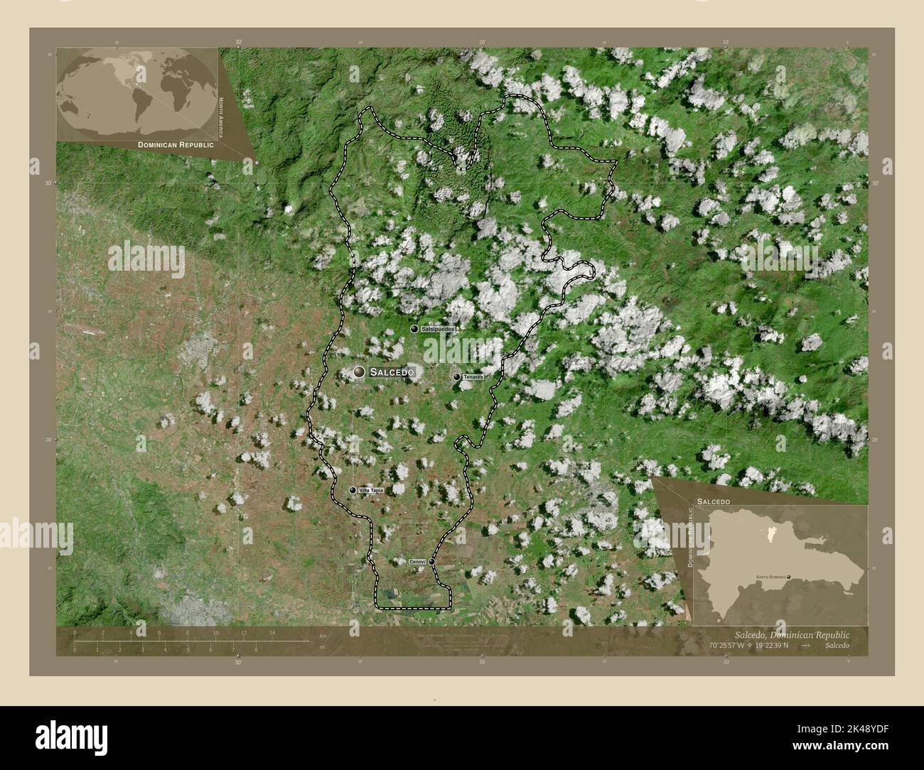 Salcedo, province of Dominican Republic. High resolution satellite map ...
