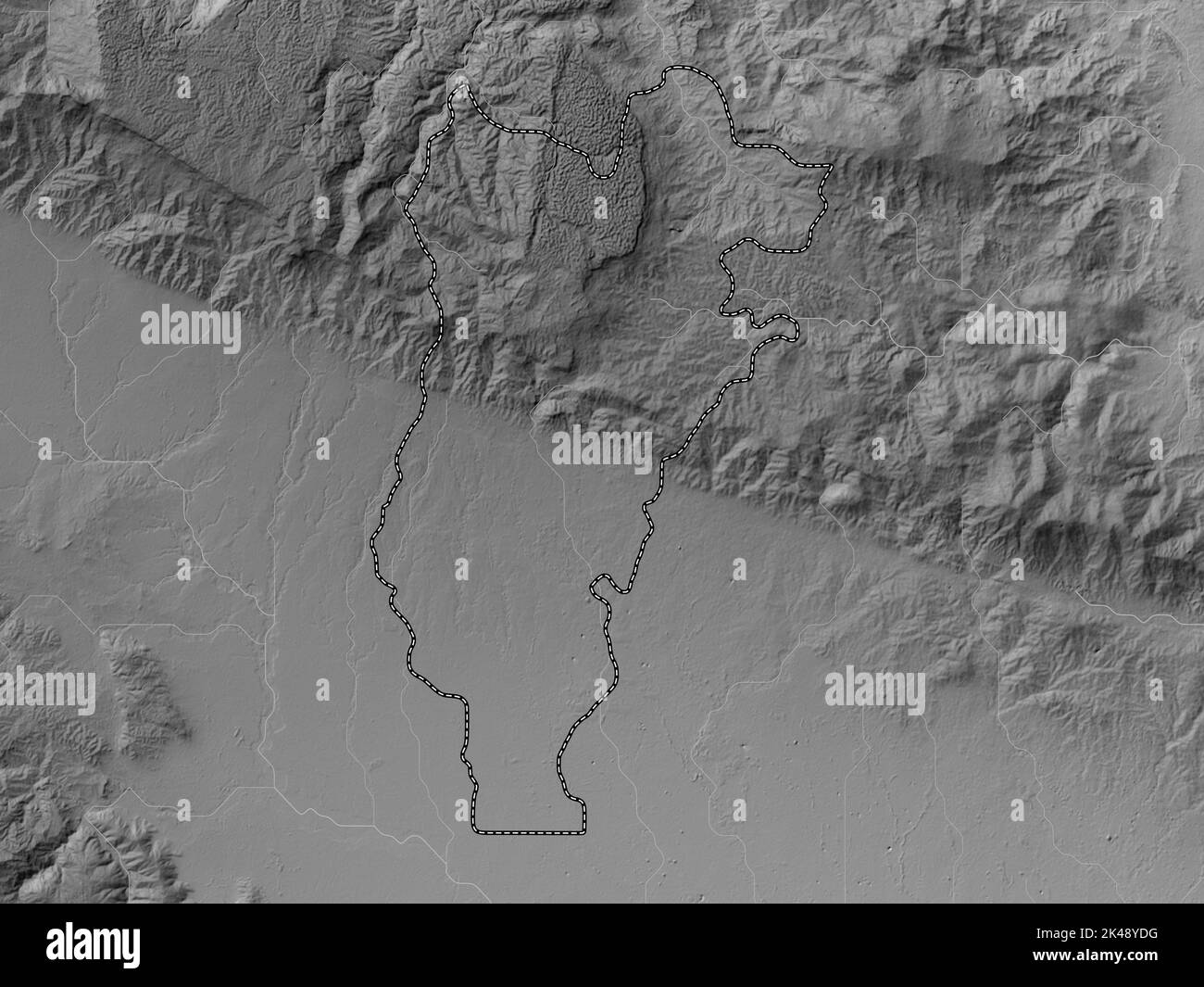 Salcedo, province of Dominican Republic. Grayscale elevation map with ...