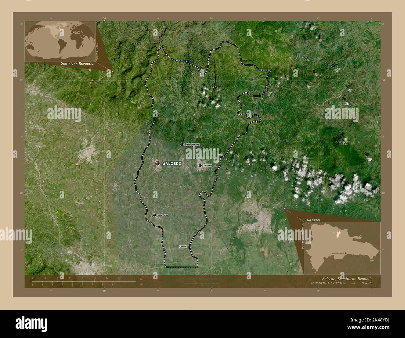 Salcedo, province of Dominican Republic. Low resolution satellite map ...
