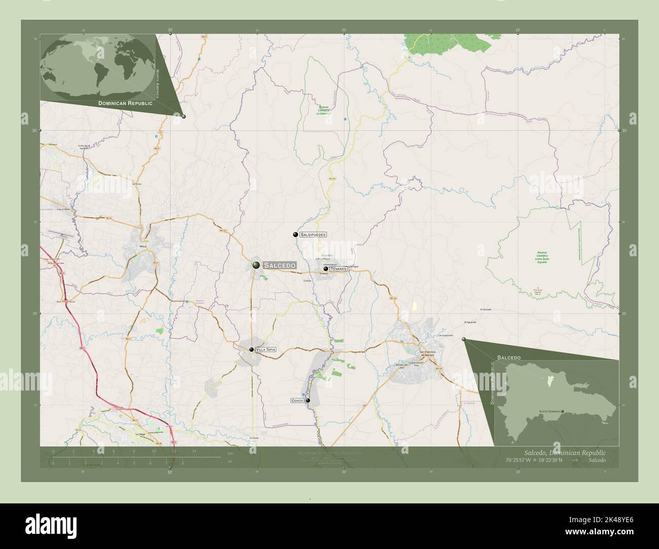 Salcedo, province of Dominican Republic. Open Street Map. Locations and ...