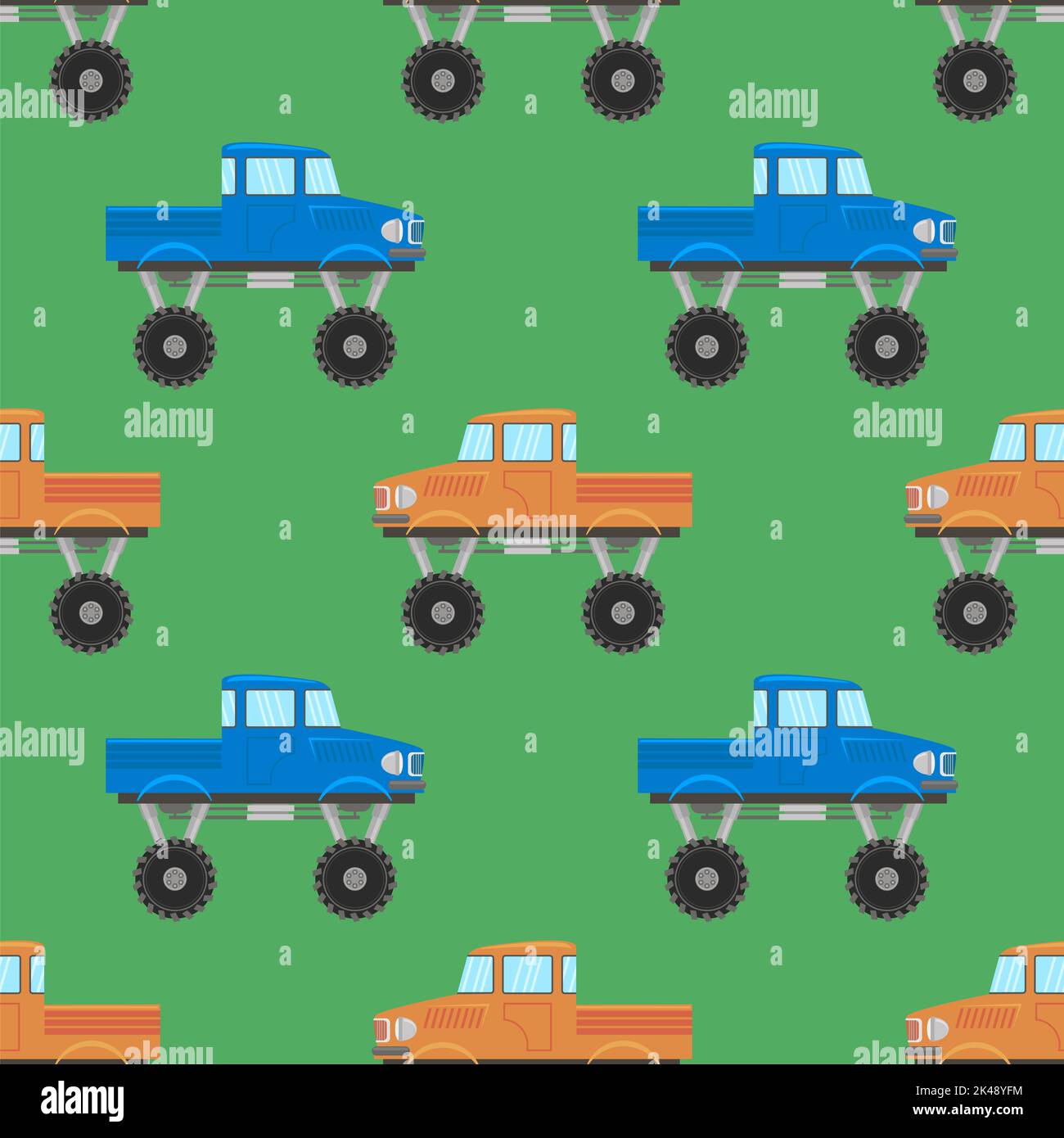 Blue Red Monster Truck Icon Isolated on Green Background Stock Photo ...
