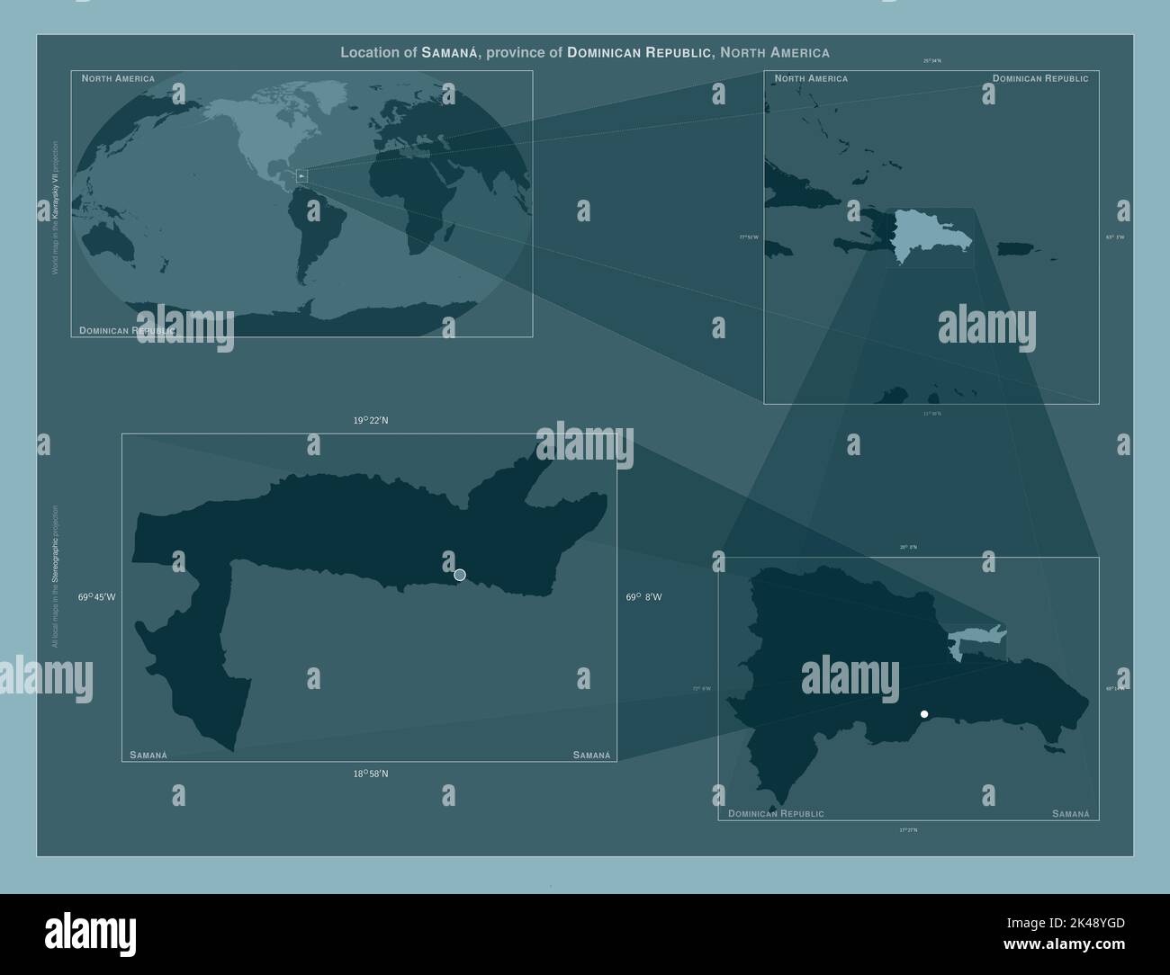 Samana, province of Dominican Republic. Diagram showing the location of ...