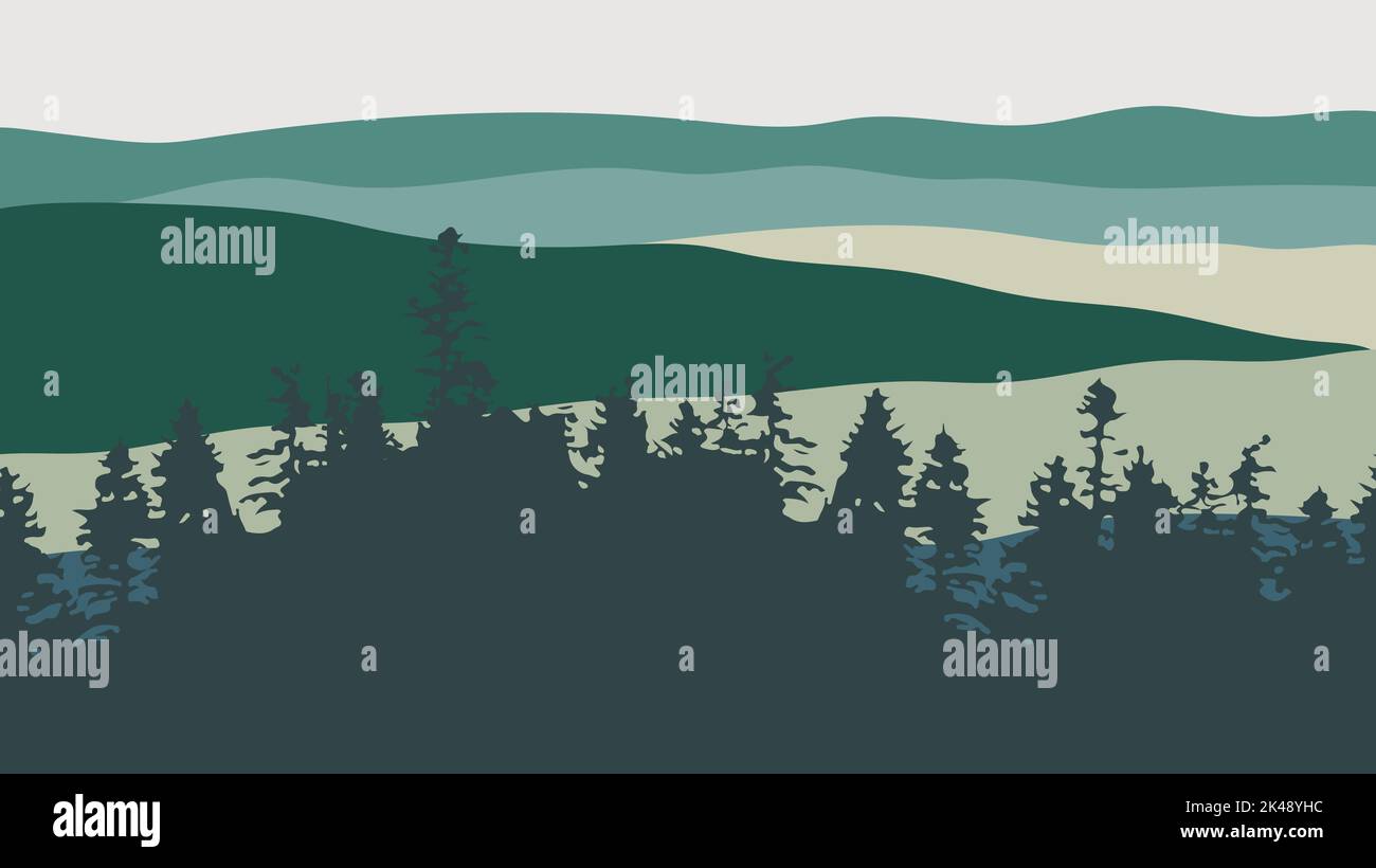 Forest silhouette background. Vector Seamless hand drawn forest Stock ...