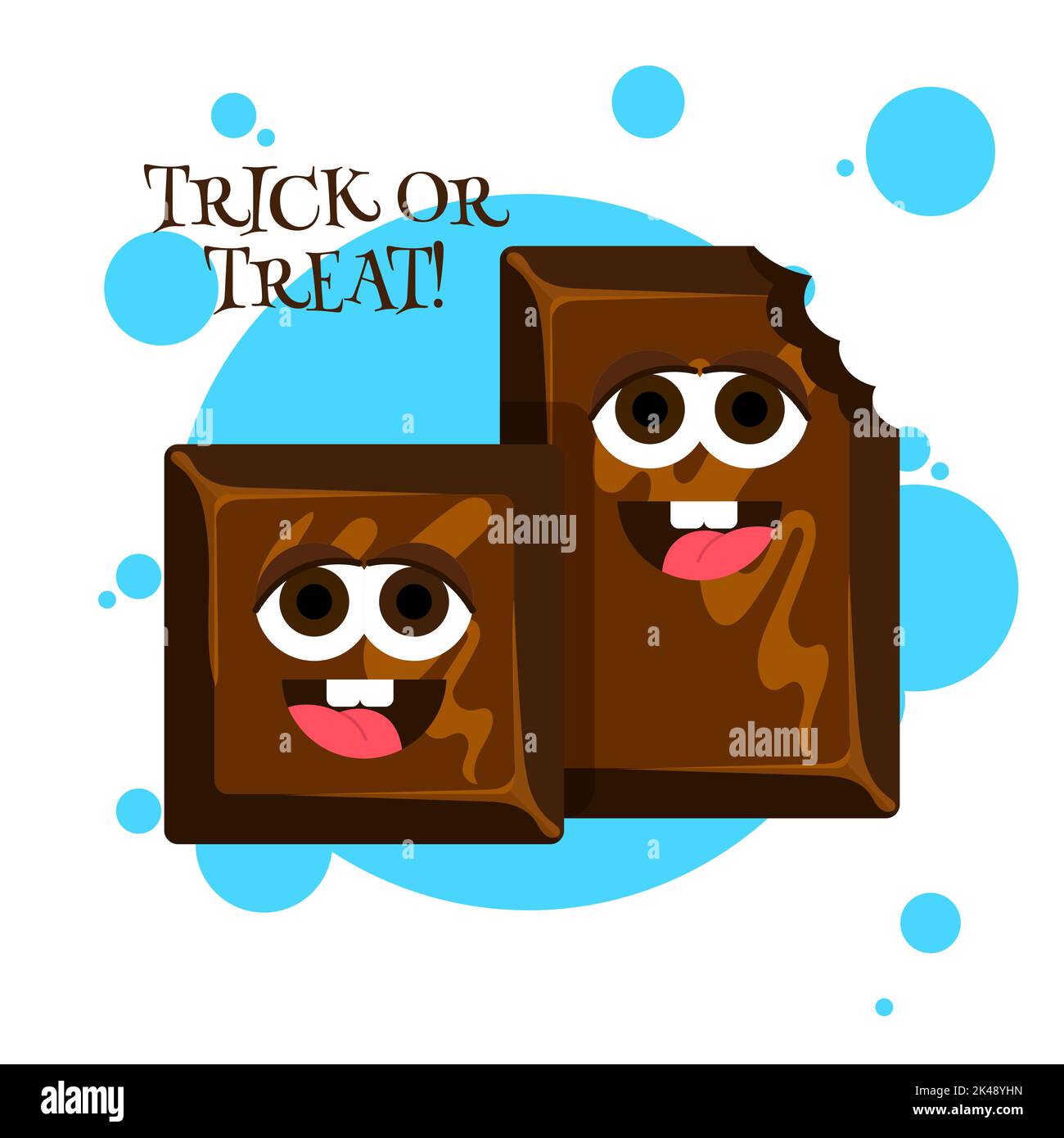 Cute chocolate piece characters with funny face. Happy dark or milk ...