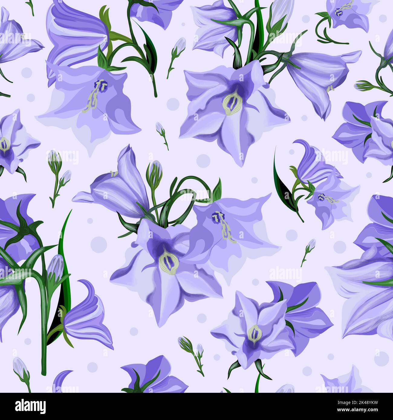 Blue bell flowers pattern. Field blue flowers on a dull background ...