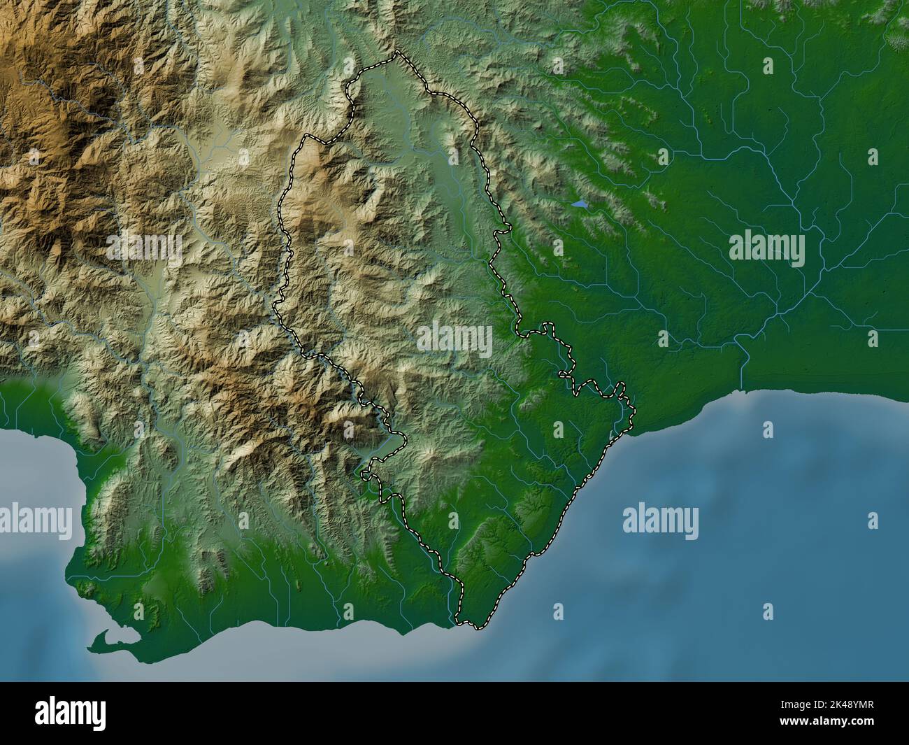 San Cristobal, province of Dominican Republic. Colored elevation map ...