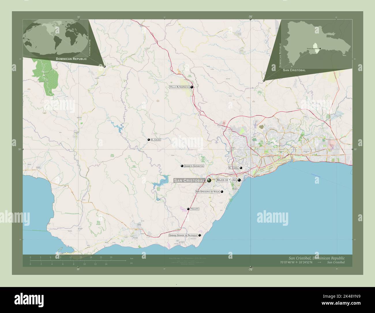 San Cristobal, province of Dominican Republic. Open Street Map ...