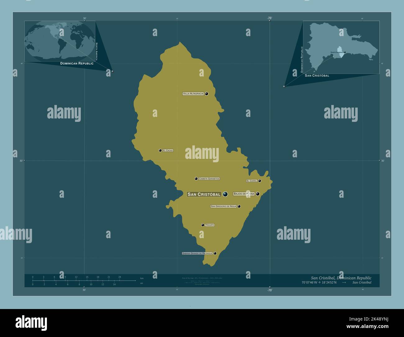 San Cristobal, province of Dominican Republic. Solid color shape ...