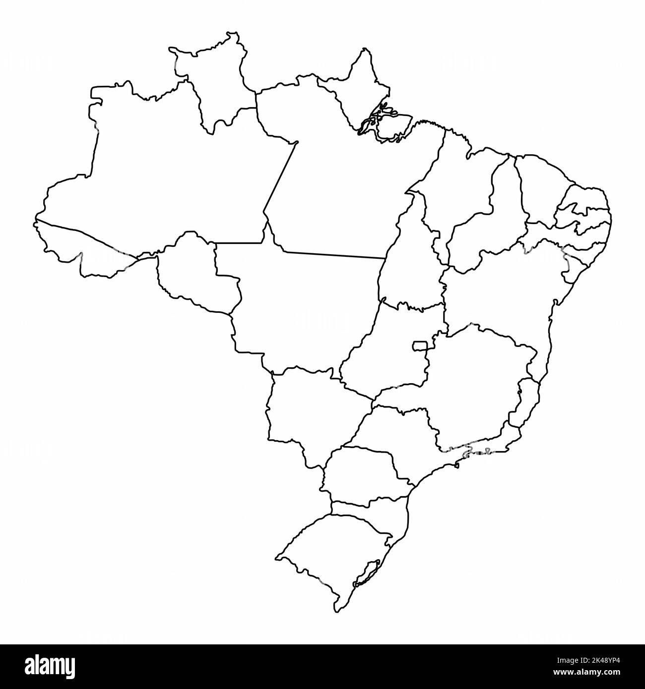 Brazil administrative map. Black outlines on white background Stock ...