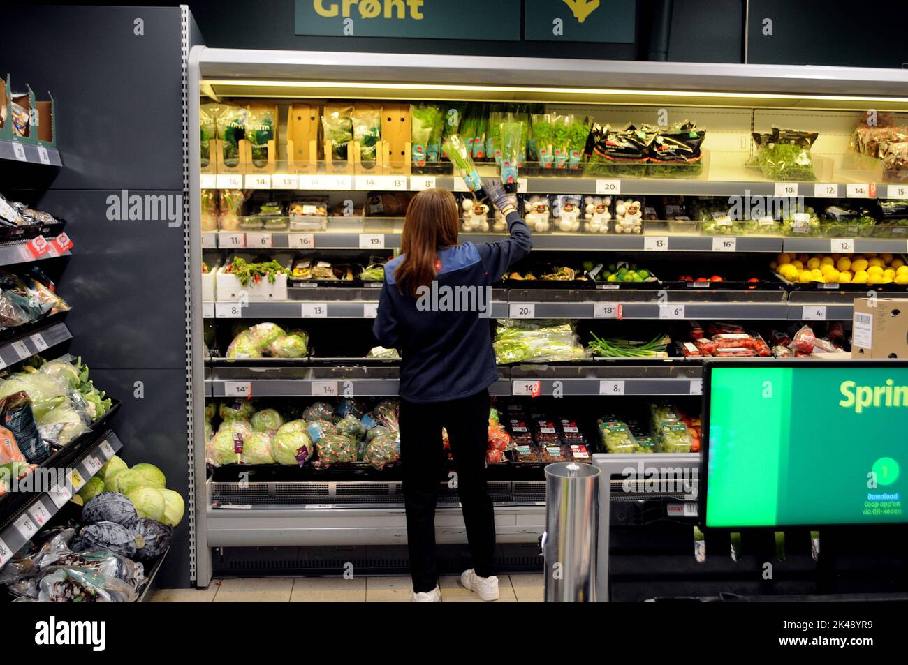 Copenhagen /Denmark/01 October 2022/ Grocery shoppers at grocery store ...