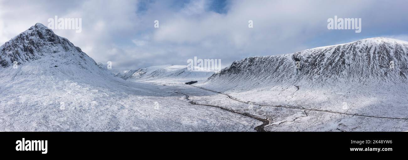 Stunning aerial drone panorama landscape image of Stob Dearg and ...
