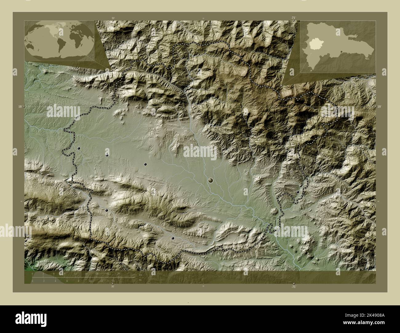 San Juan, province of Dominican Republic. Elevation map colored in wiki ...