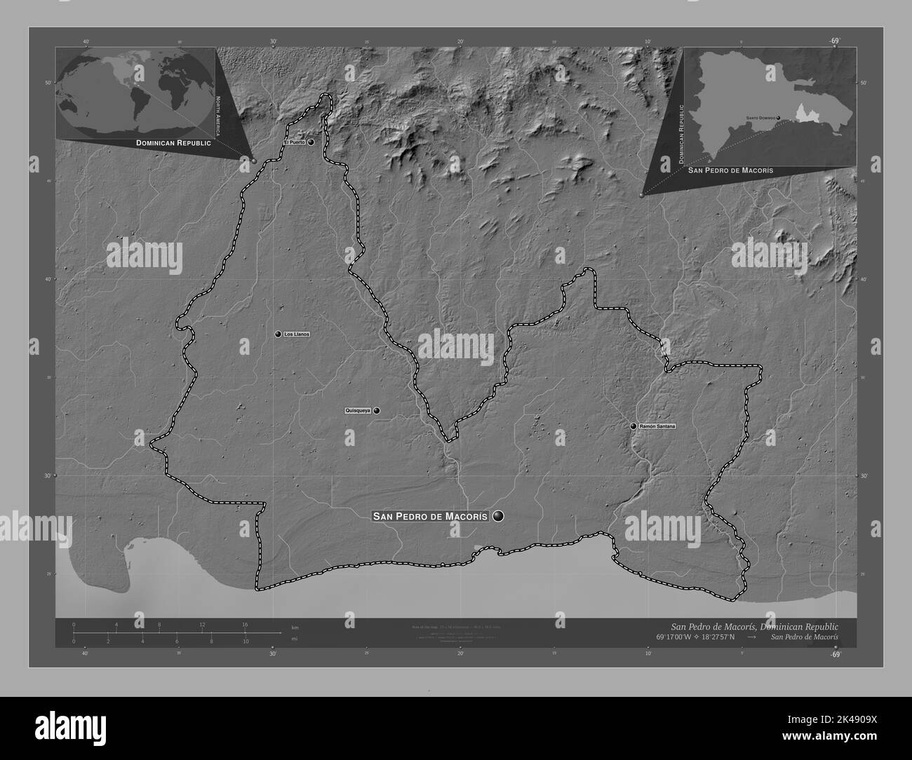 San Pedro de Macoris, province of Dominican Republic. Bilevel elevation ...