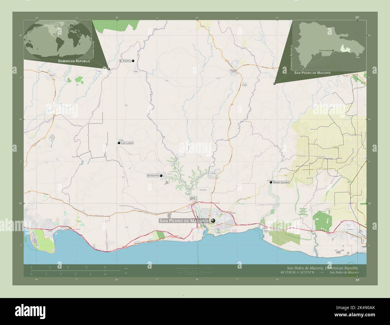 San Pedro de Macoris, province of Dominican Republic. Open Street Map ...