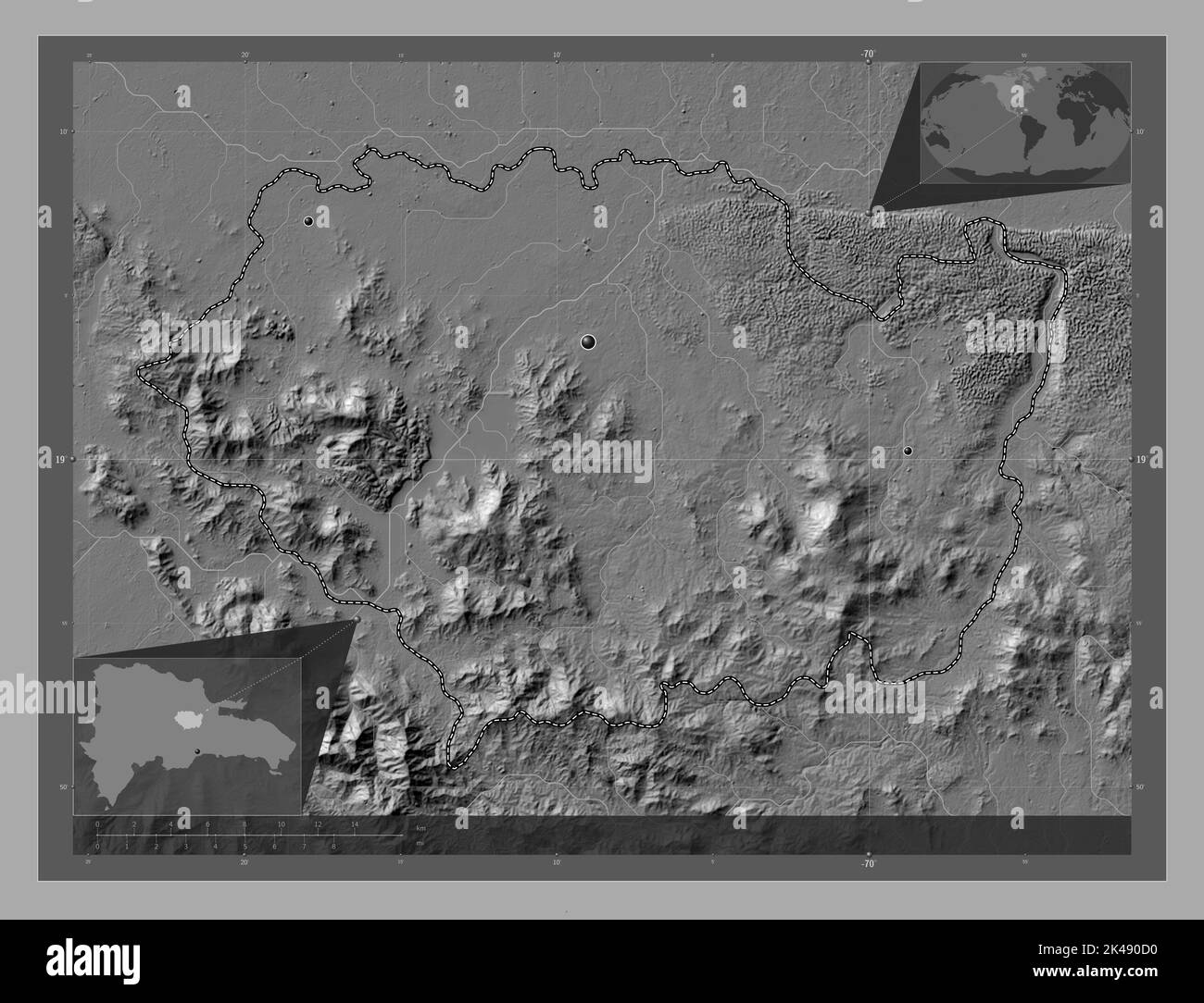 Sanchez Ramirez, province of Dominican Republic. Bilevel elevation map ...
