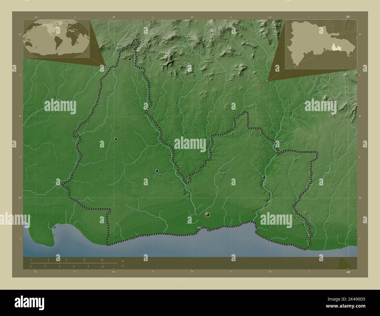 San Pedro de Macoris, province of Dominican Republic. Elevation map ...