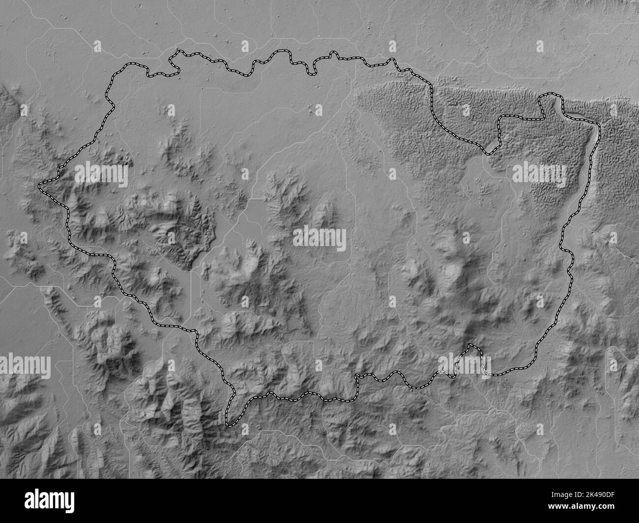 Sanchez Ramirez, province of Dominican Republic. Grayscale elevation ...