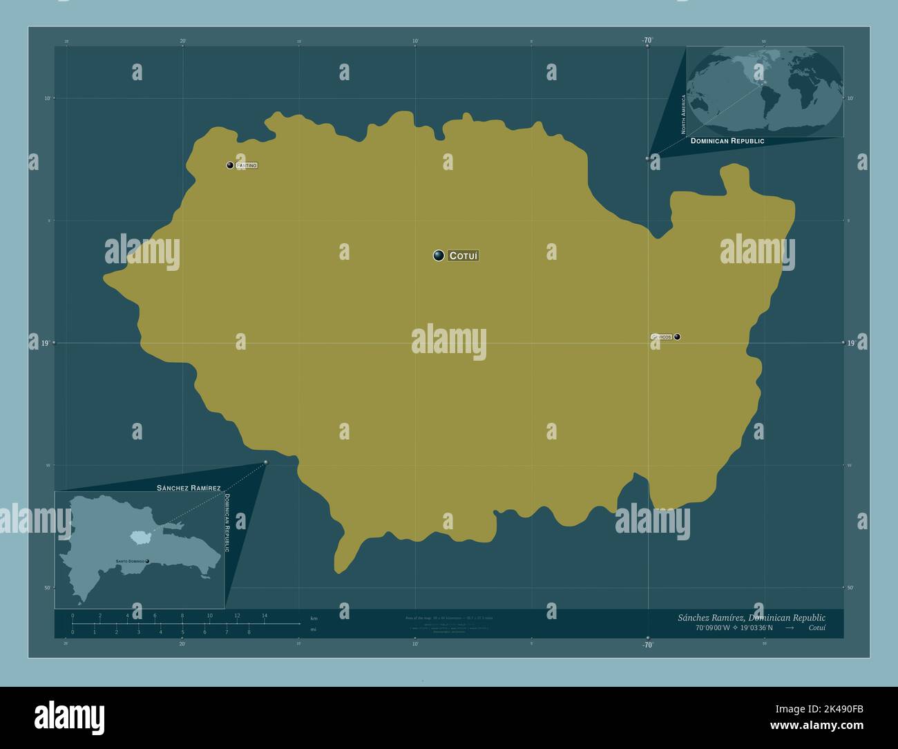 Sanchez Ramirez, province of Dominican Republic. Solid color shape ...