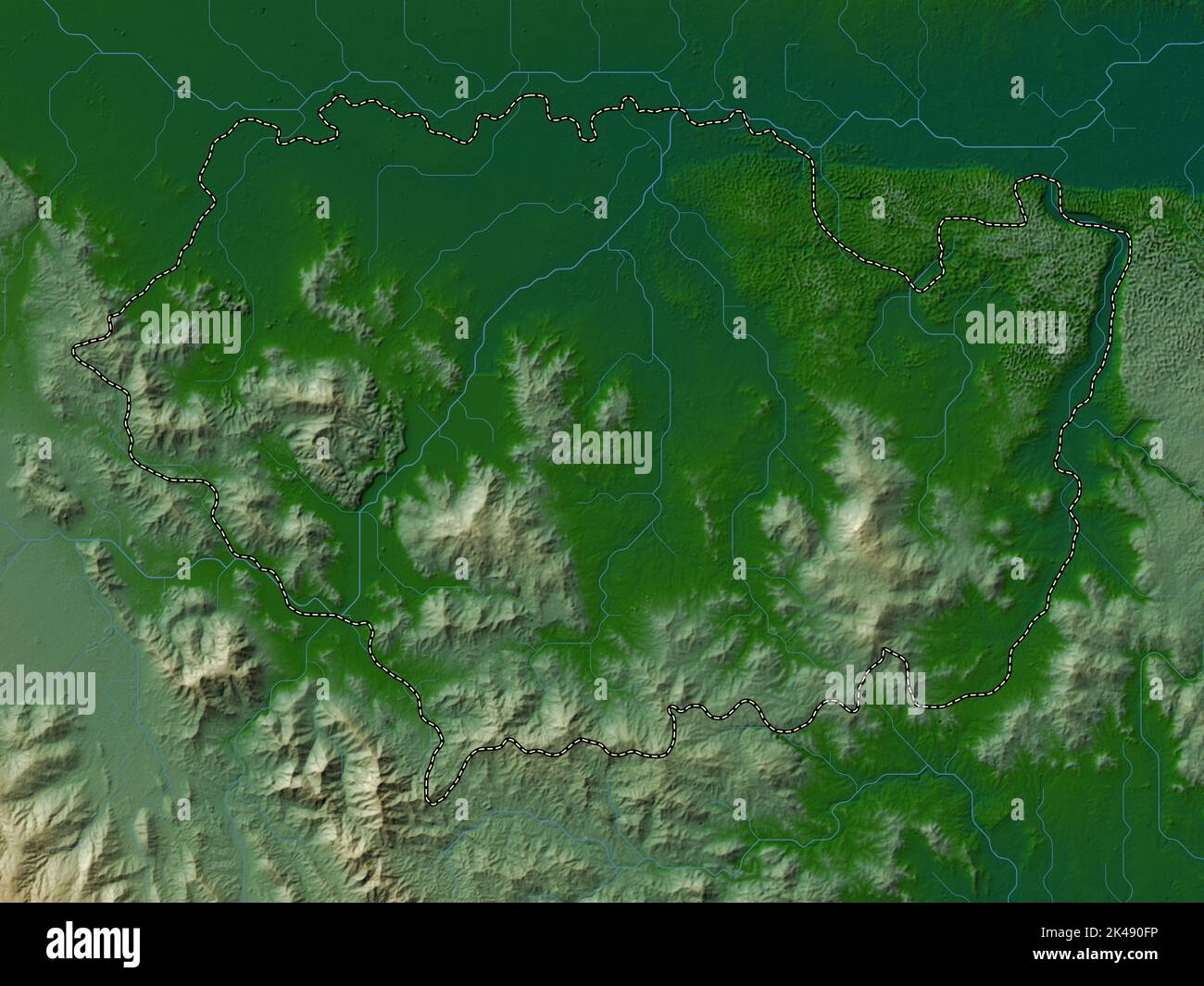 Sanchez Ramirez, province of Dominican Republic. Colored elevation map ...