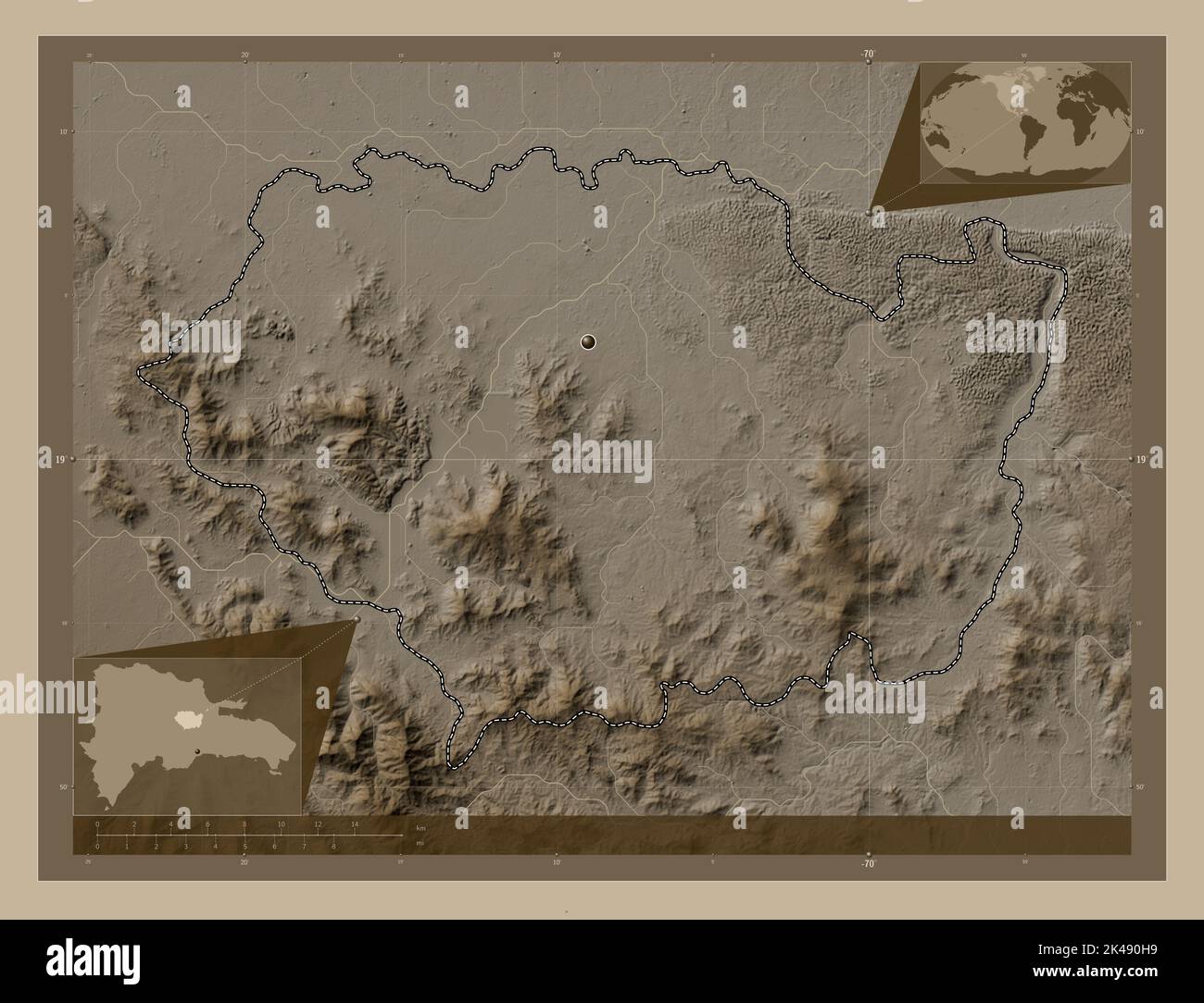 Sanchez Ramirez, province of Dominican Republic. Elevation map colored ...