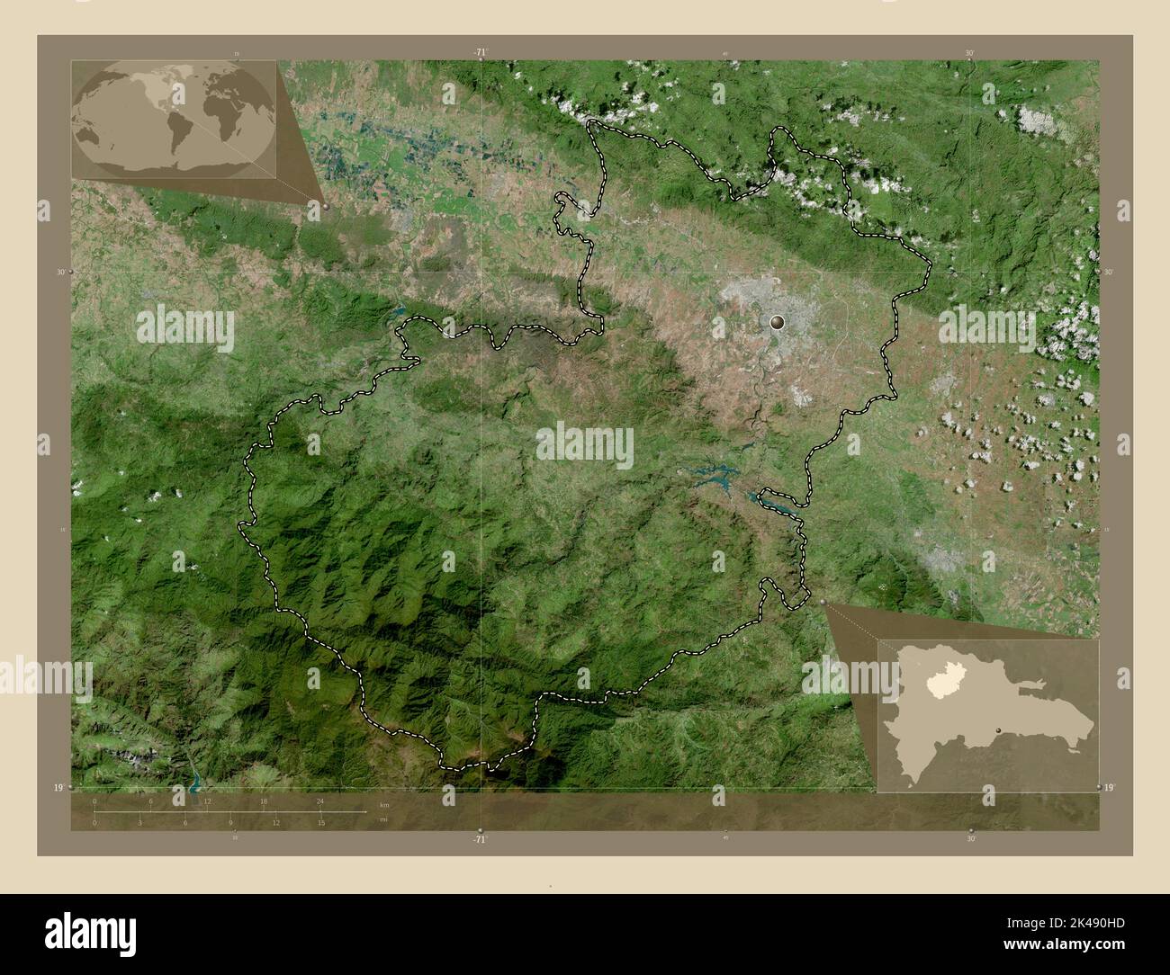 Santiago, province of Dominican Republic. High resolution satellite map ...