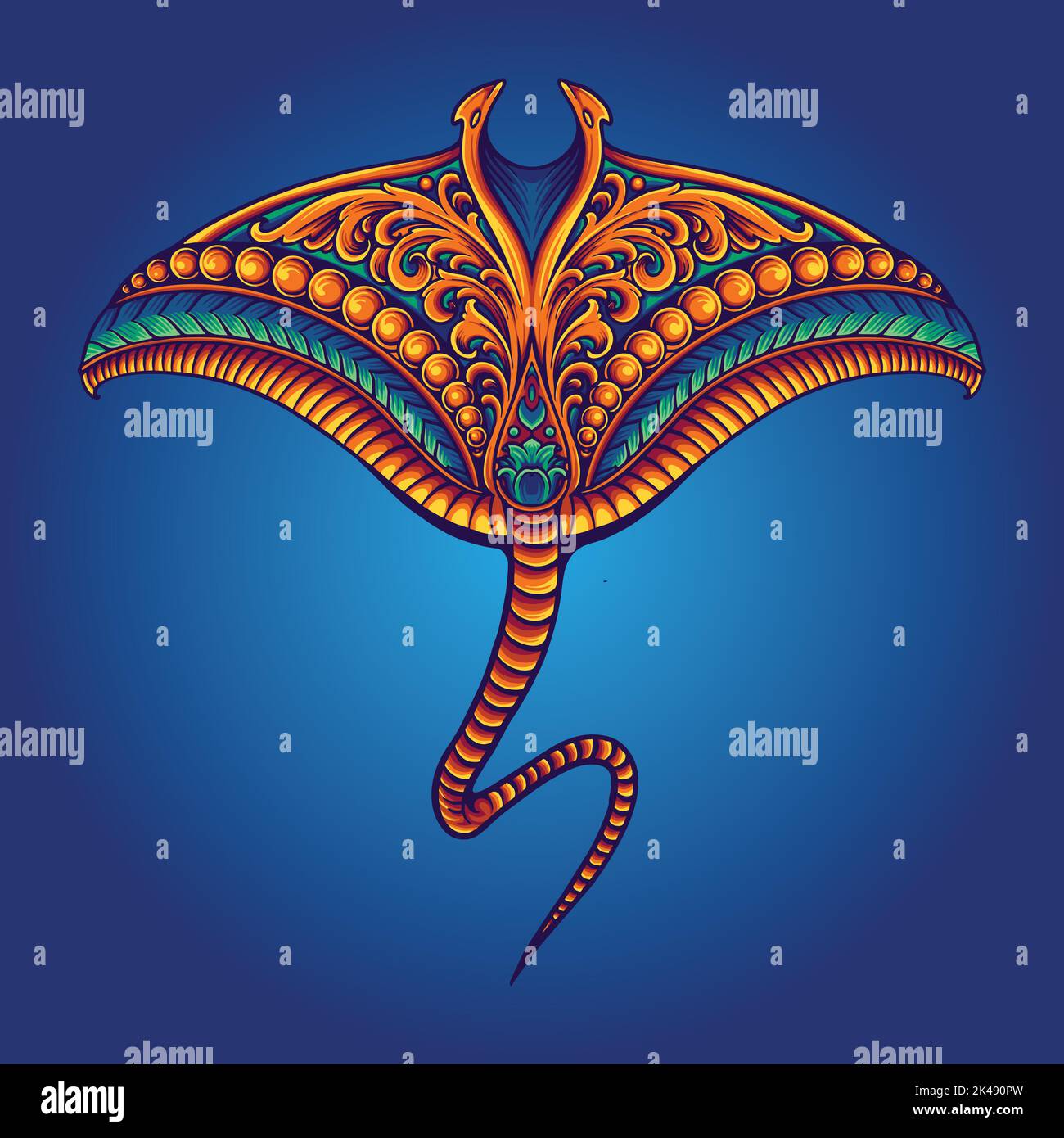 Luxury classic stingray fish ornament illustration vector illustrations ...