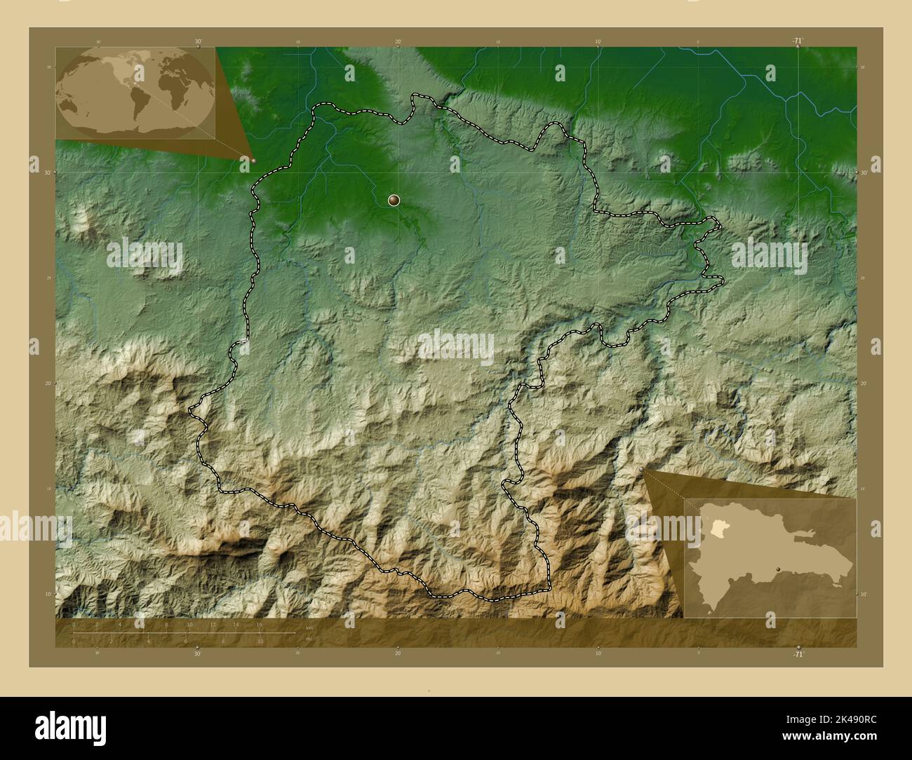 Santiago Rodriguez, province of Dominican Republic. Colored elevation ...