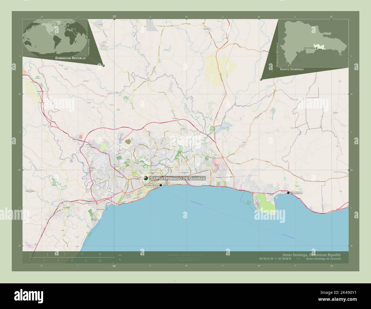 Santo Domingo, province of Dominican Republic. Open Street Map ...