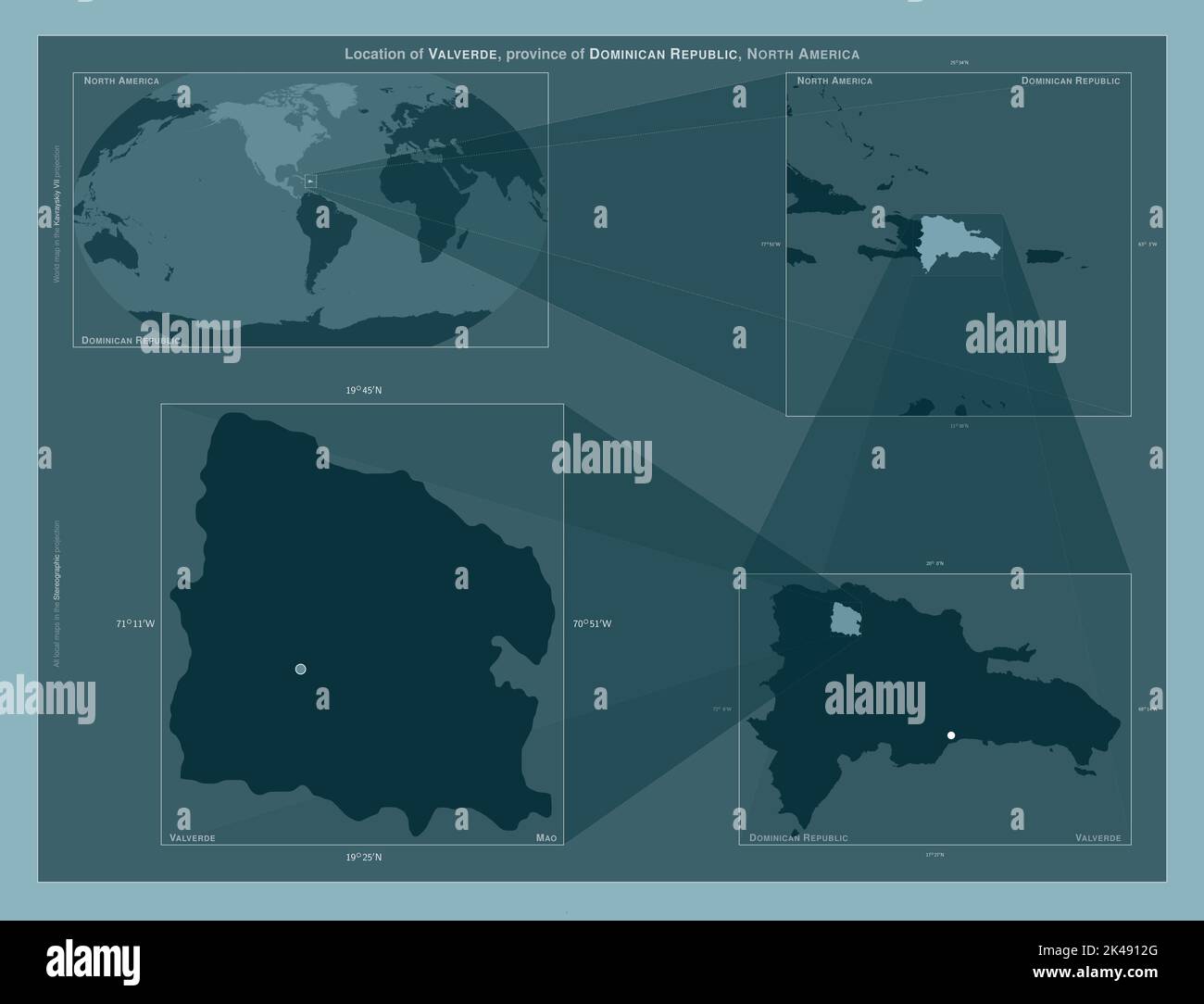 Valverde, province of Dominican Republic. Diagram showing the location ...