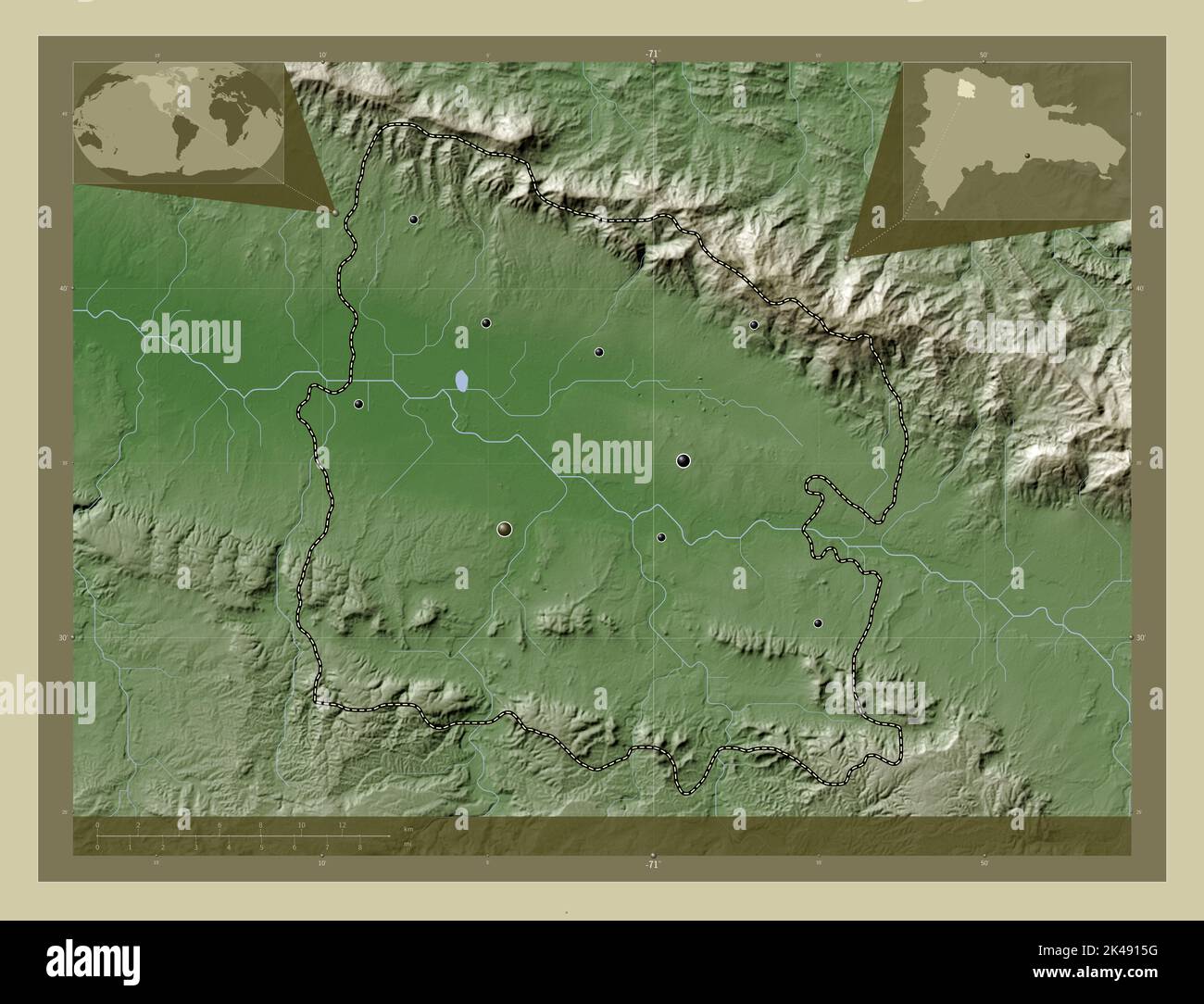 Valverde, province of Dominican Republic. Elevation map colored in wiki ...