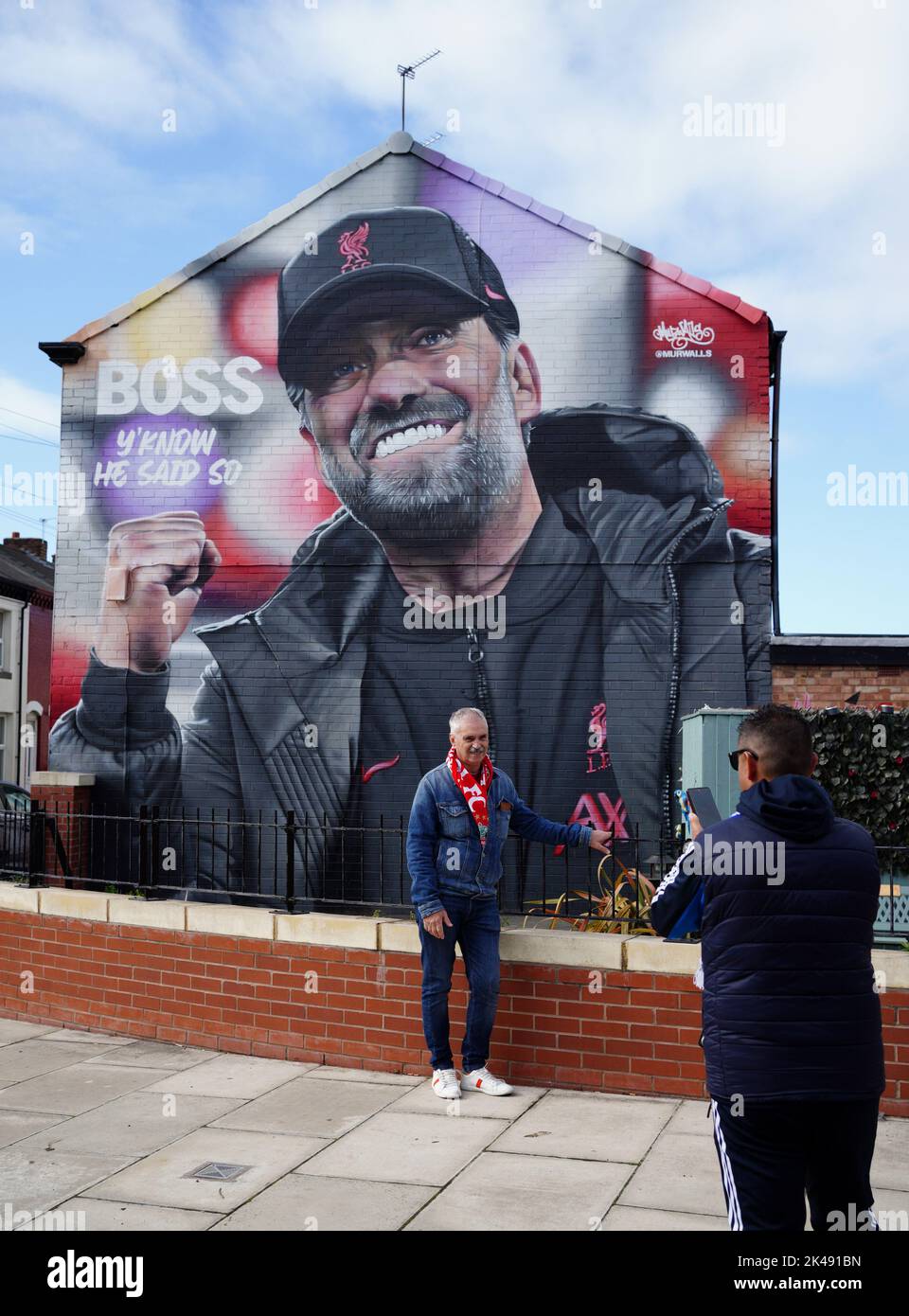 A view of the tribute mural of Liverpool manager Jurgen Klopp by BOSS ...