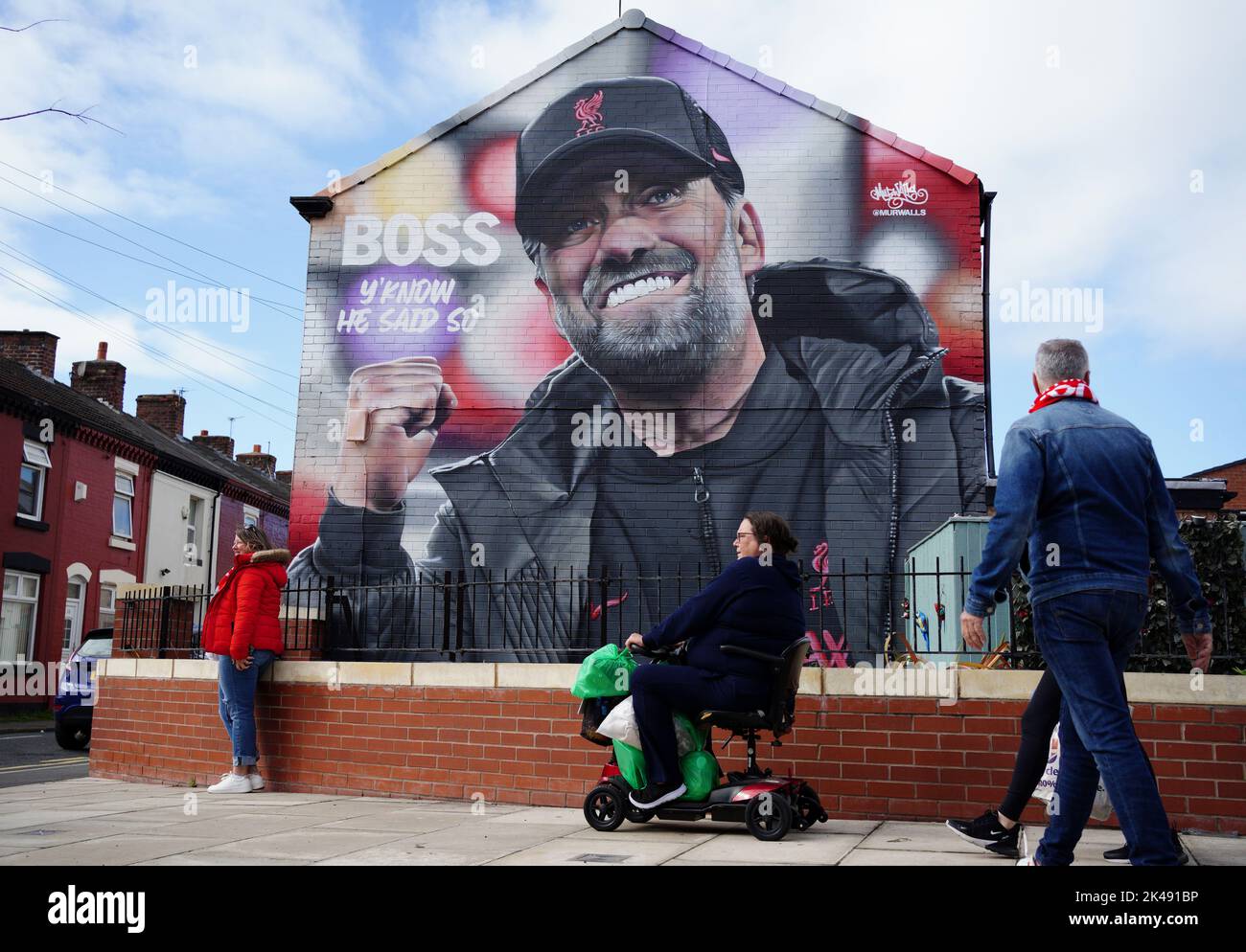 A view of the tribute mural of Liverpool manager Jurgen Klopp by BOSS ...
