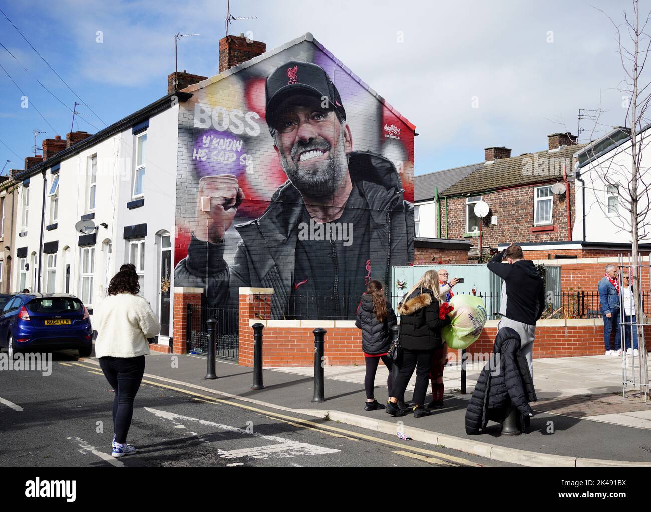 A view of the tribute mural of Liverpool manager Jurgen Klopp by BOSS ...