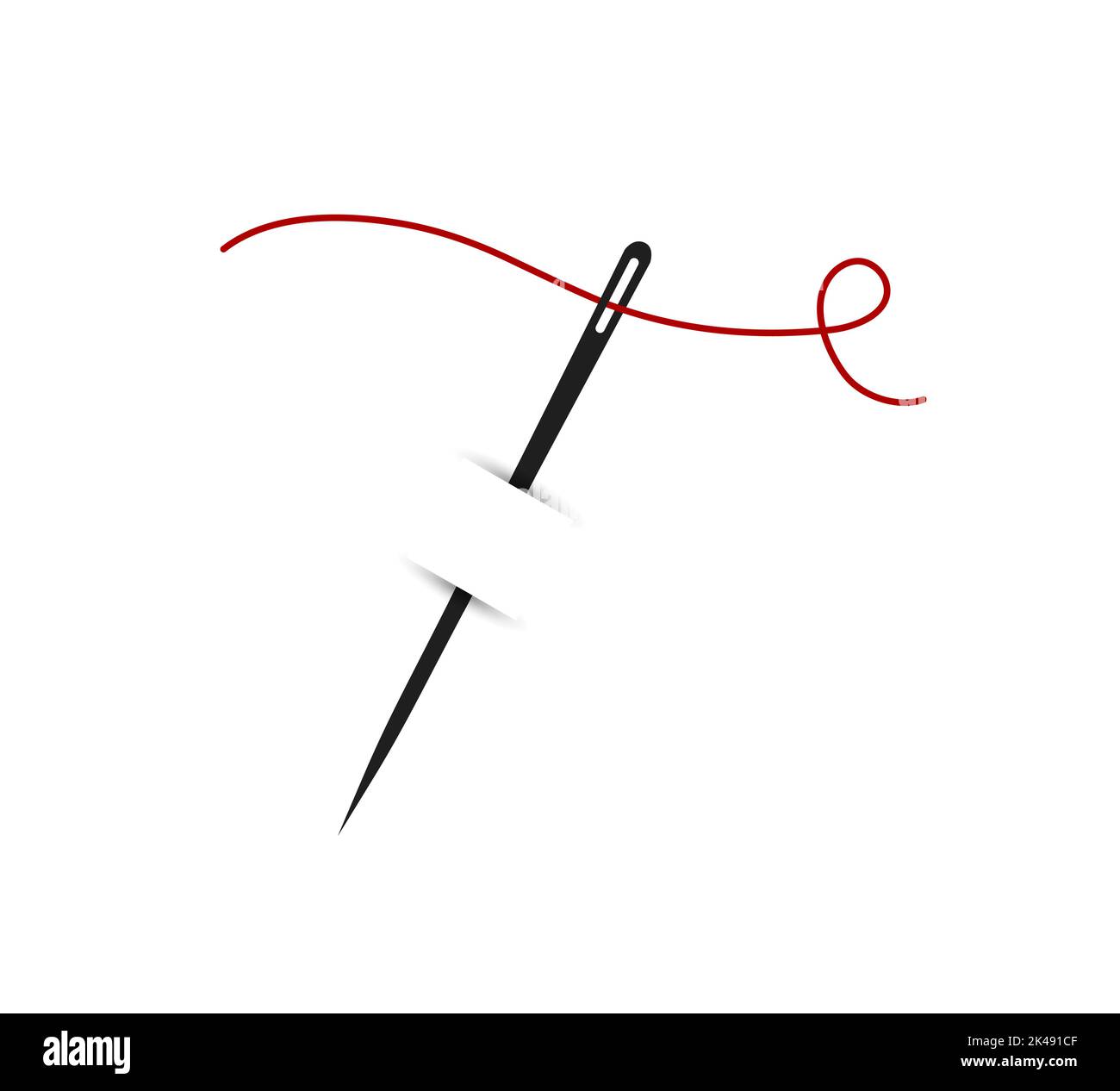 Sewing needle with red thread and stitching. Sharp Needle and thread ...