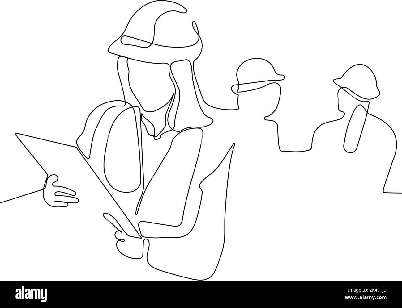 construction manager and engineer working on building site. Vector ...