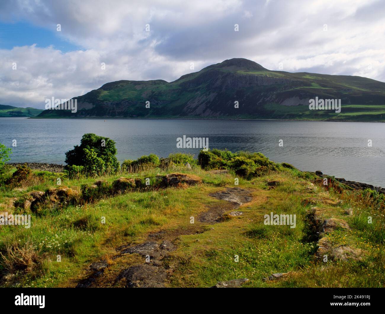 The ruined drystone walls of Kingscross Point fort, Isle of Arran ...