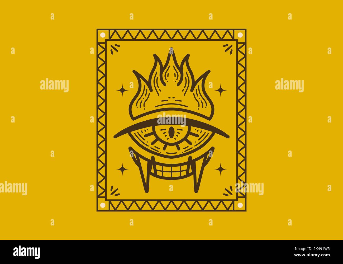 Retro line art illustration design of a devil eyes Stock Vector Image ...