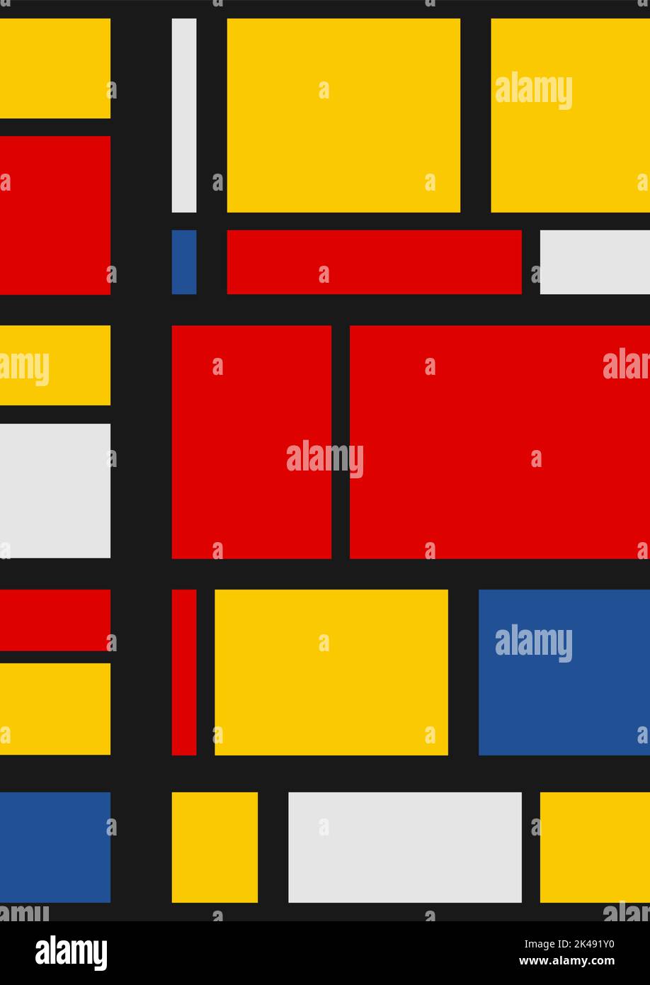 Colored squares with black lines. Modern poster inspired by Mondrian ...
