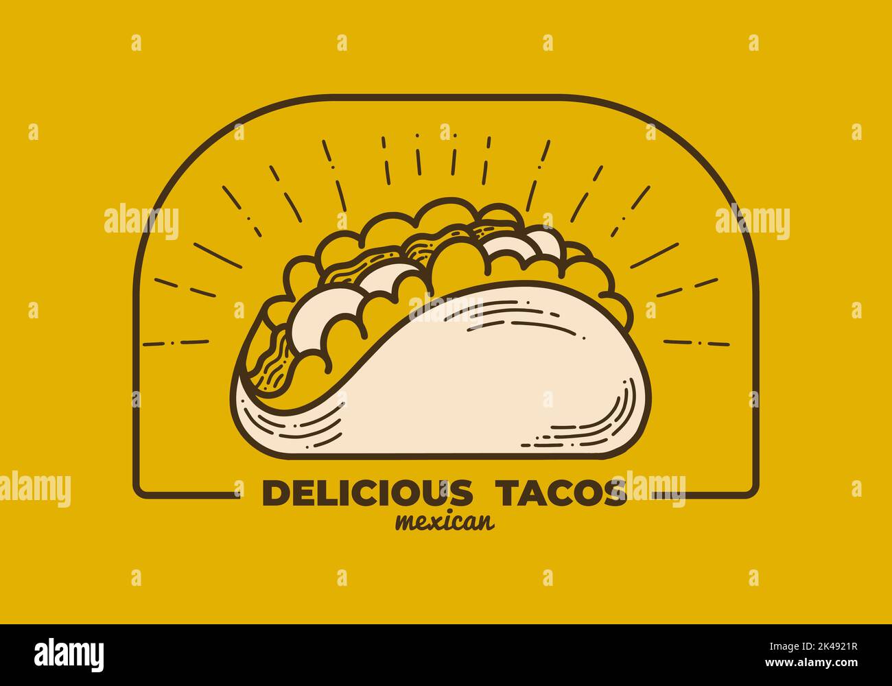 Retro line art illustration design of a tacos food Stock Vector Image ...