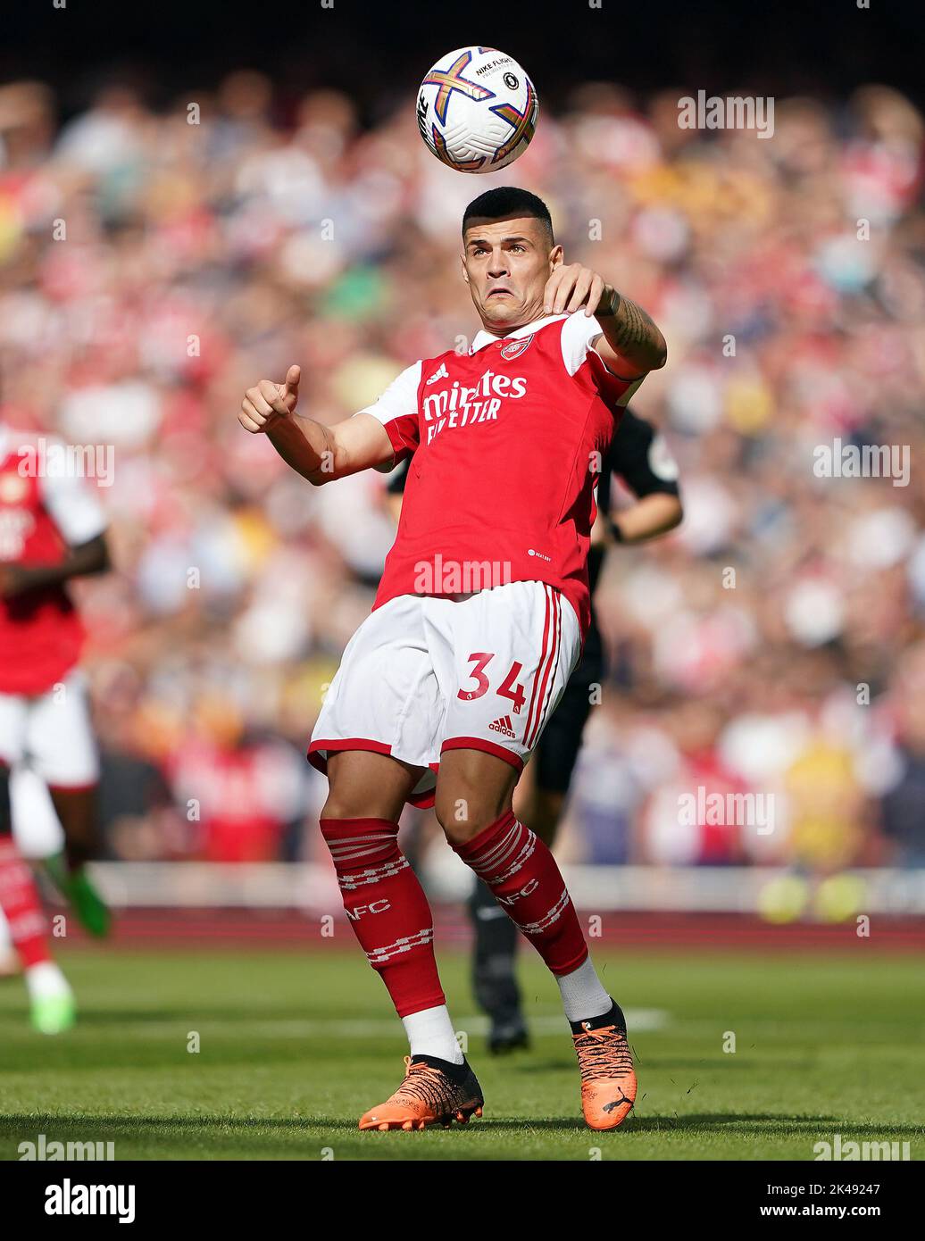 Arsenal’s Granit Xhaka during the Premier League match at the Emirates ...