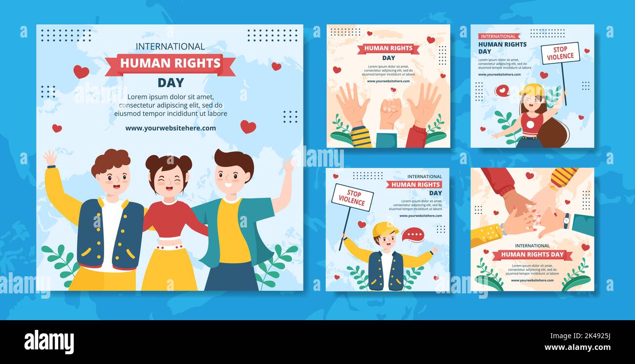 International Human Rights Day Social Media Post Template Hand Drawn ...