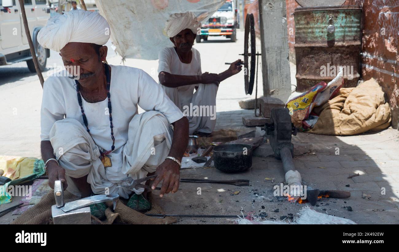 Bhinmal Rajasthan, India - May 23, 2017 : Blacksmith in Indian rural ...