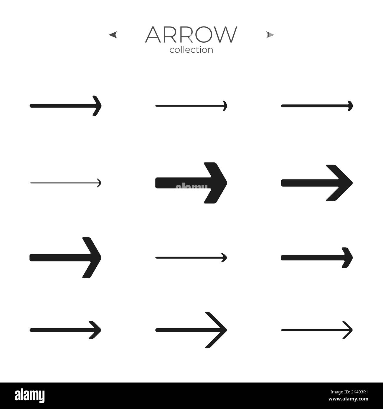 Simple set of arrow icons. Arrow vector icon set. Trendy line style. Simple Minimal Pictogram ...