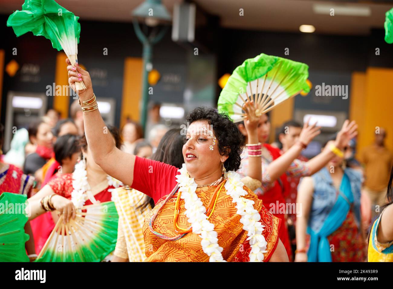 Women take part in traditional dances with bamboo fans during the ...