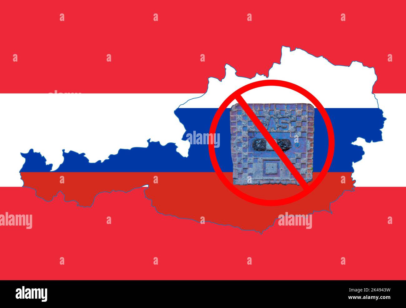 Outline map of Austria with the image of the national flag. Manhole ...